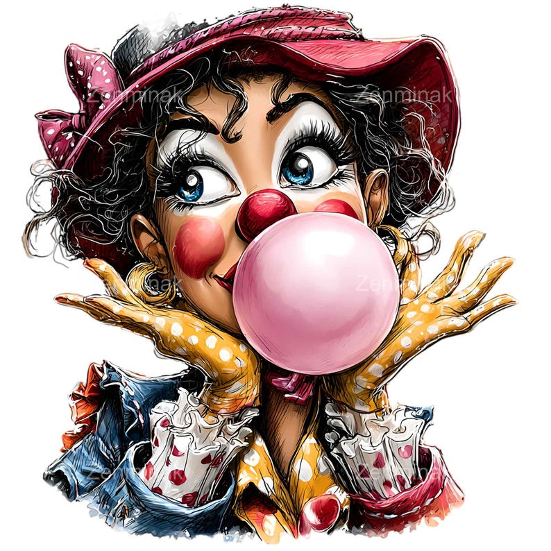 15 PNG Funny Clown Clipart – Colorful Circus PNG With Bubblegum for ...