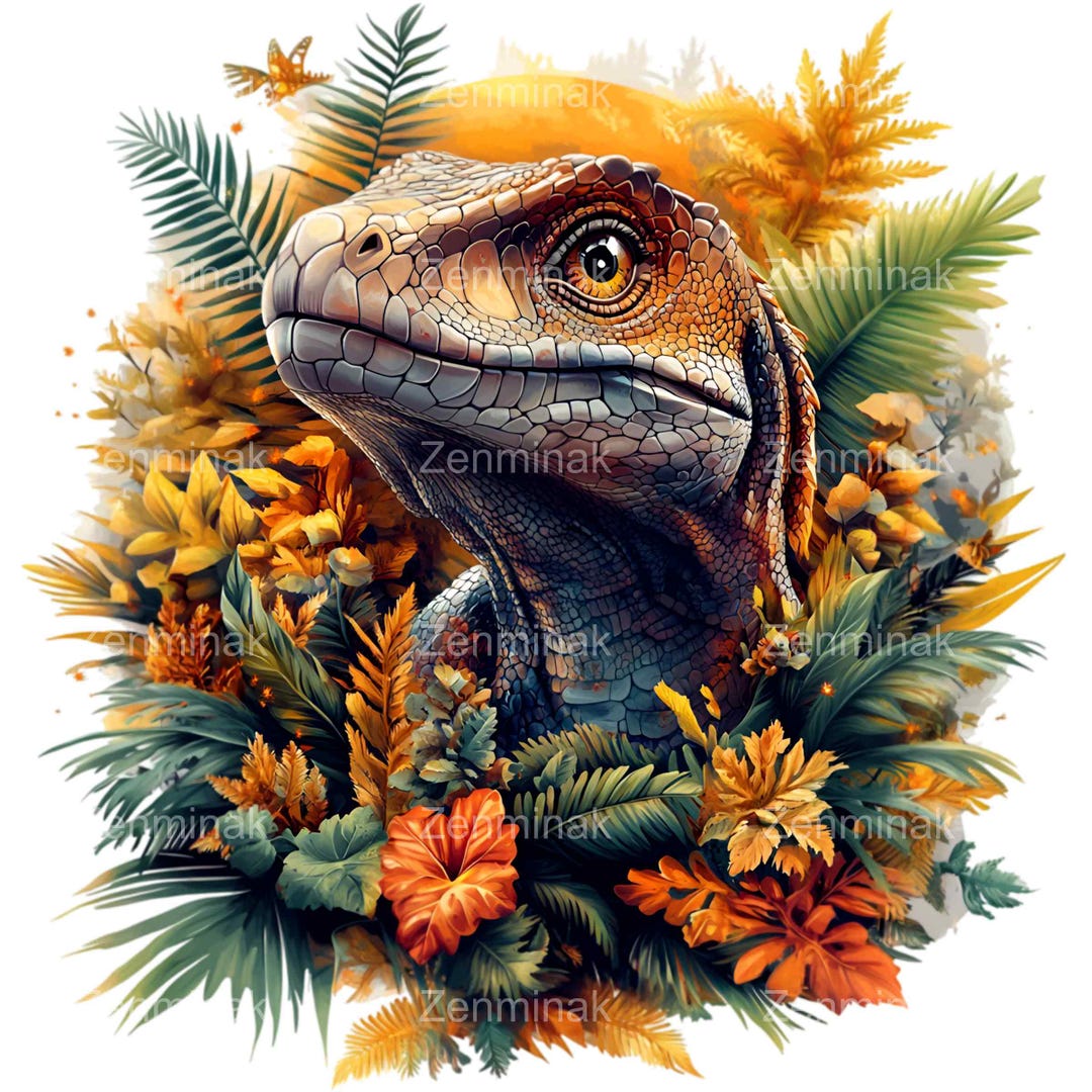 Dinosaur PNG Clipart, 12 Realistic Prehistoric Reptile in Tropical ...