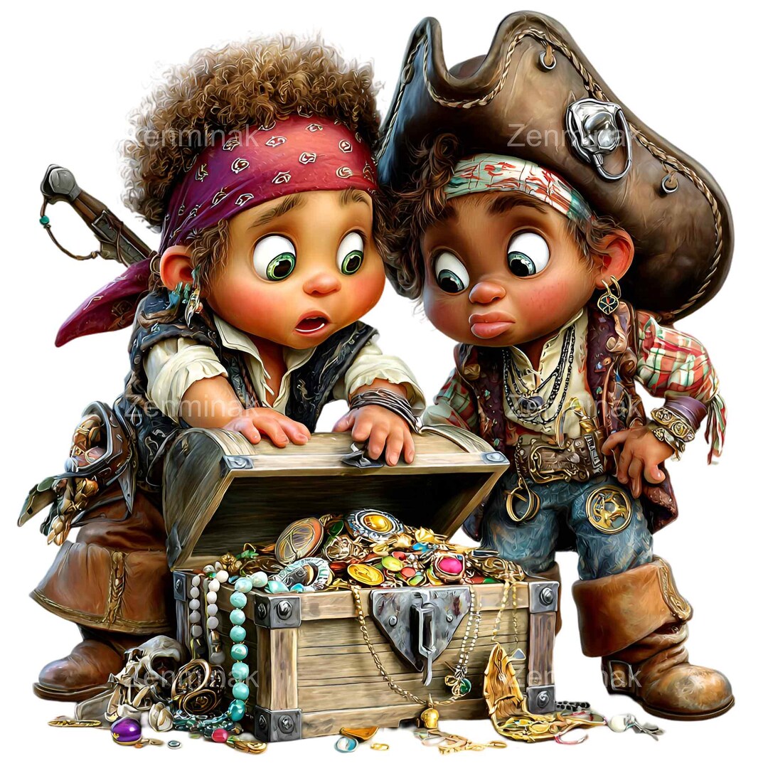 15 PNG Cute Pirate Kids Clipart – Treasure Chest PNG for Adventure ...