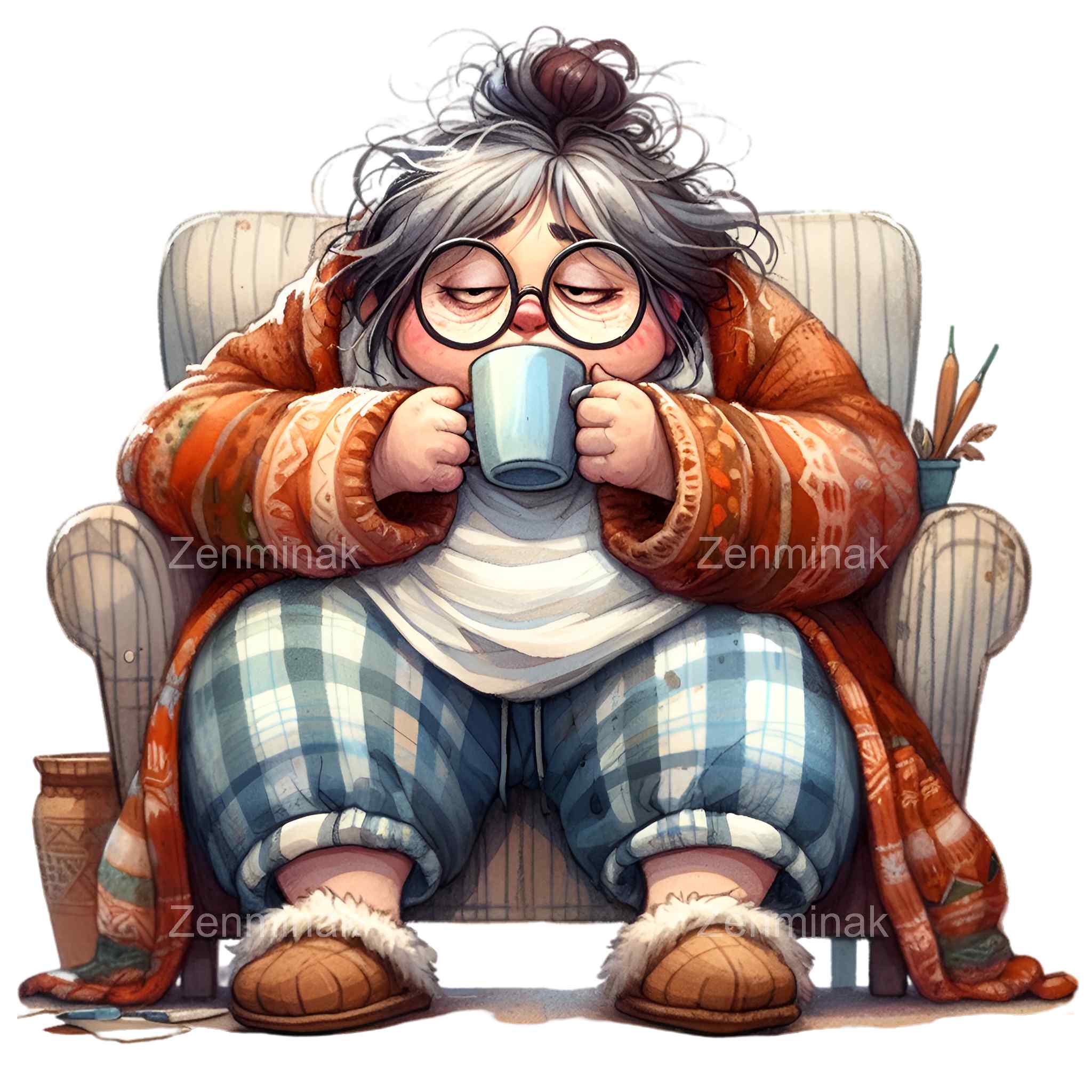 26 PNG Funny Grandma Making Coffee, Elderly Lady Kitchen Clipart - Etsy
