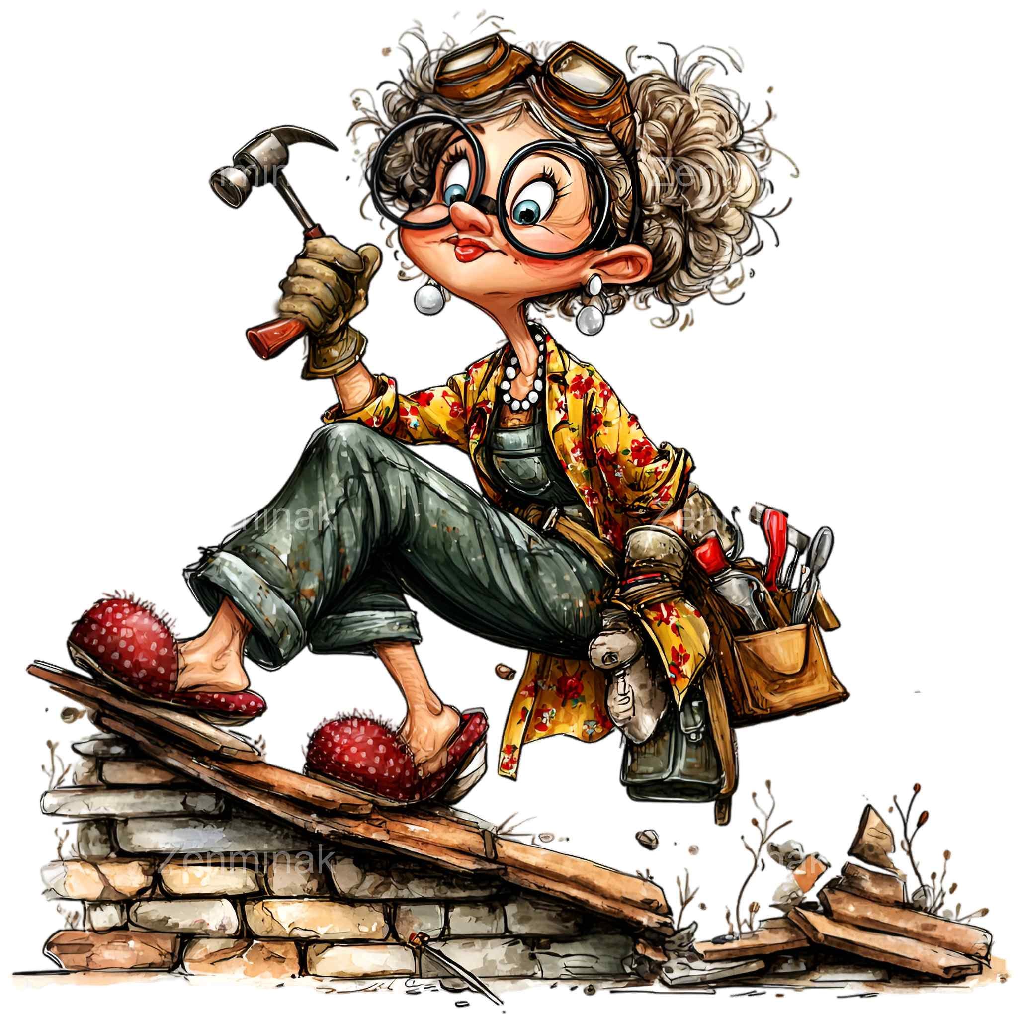 16 PNG Grandma Handyman Clipart, Funny Repair Lady Tools Mechanic DIY ...