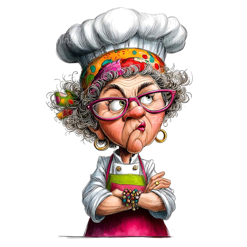 15 PNG Funny Cooking Lady Clipart – Eccentric Grandma Chef PNG With ...