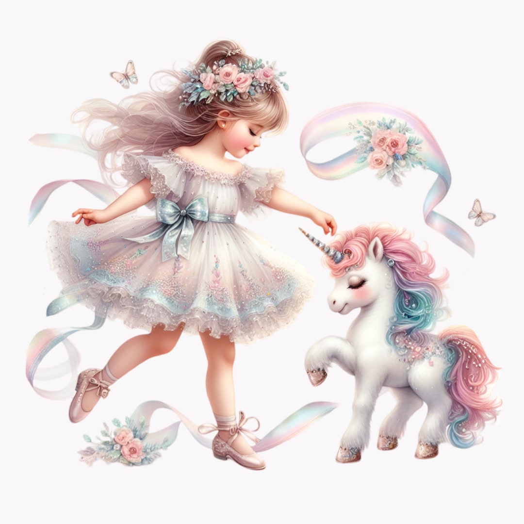 Unicorn Clipart, 10 PNG, Dancing Unicorn, Girl Clipart, Nursery Decor ...