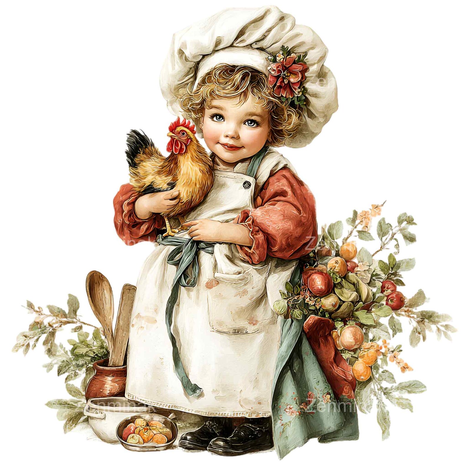 15 PNG Chicken Chef Clipart, Cooking Hen Farmhouse Kitchen Graphics - Etsy