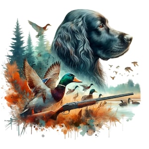 15 PNG Hunting Dog Autumn PNG – Setter With Ducks and Forest ...