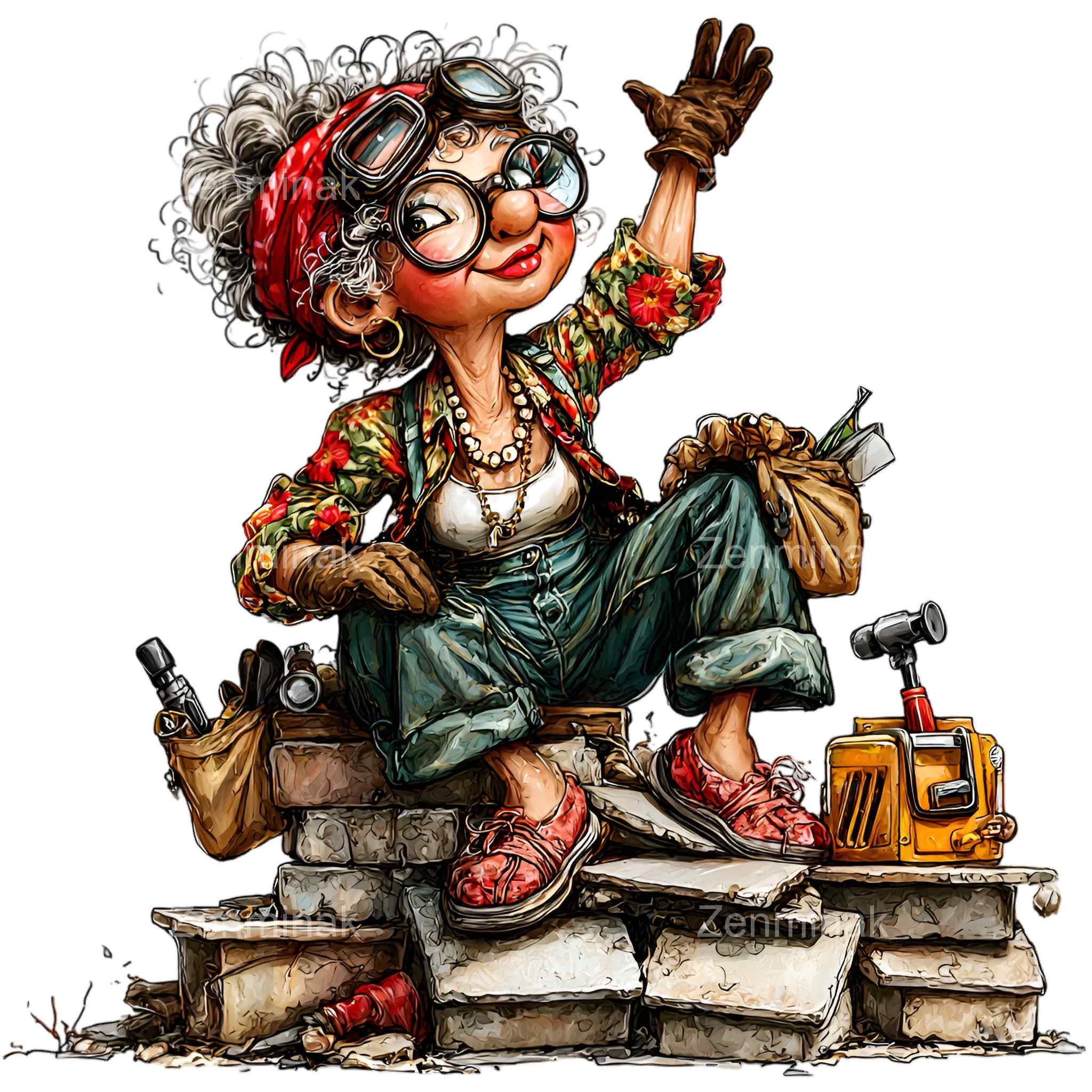 16 PNG Grandma Handyman Clipart, Funny Repair Lady Tools Mechanic DIY ...