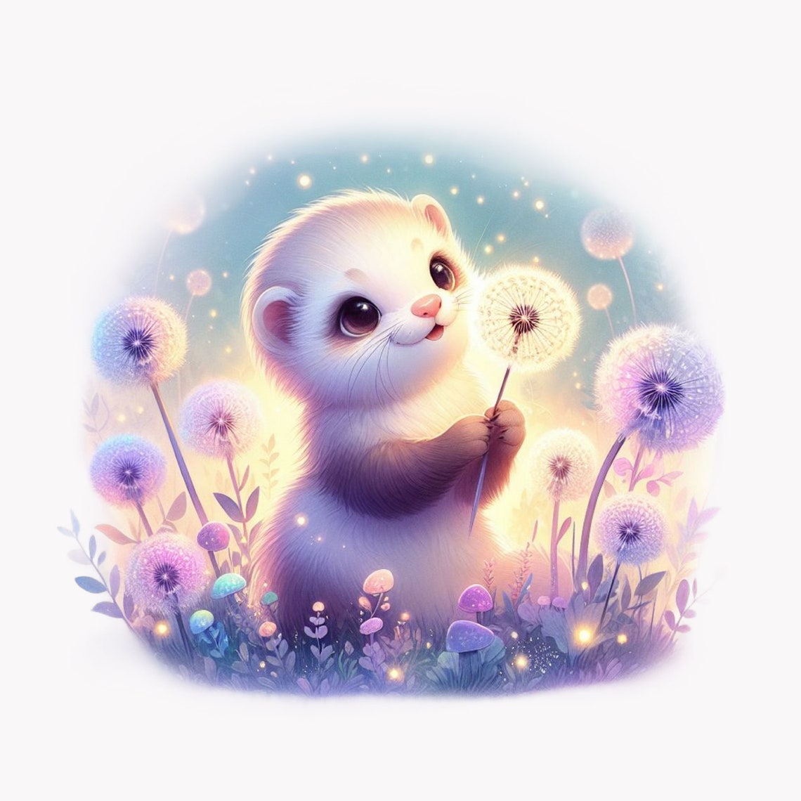 10 Magical Ferret PNG Clipart – Cute Fantasy Ferret Holding Glowing ...