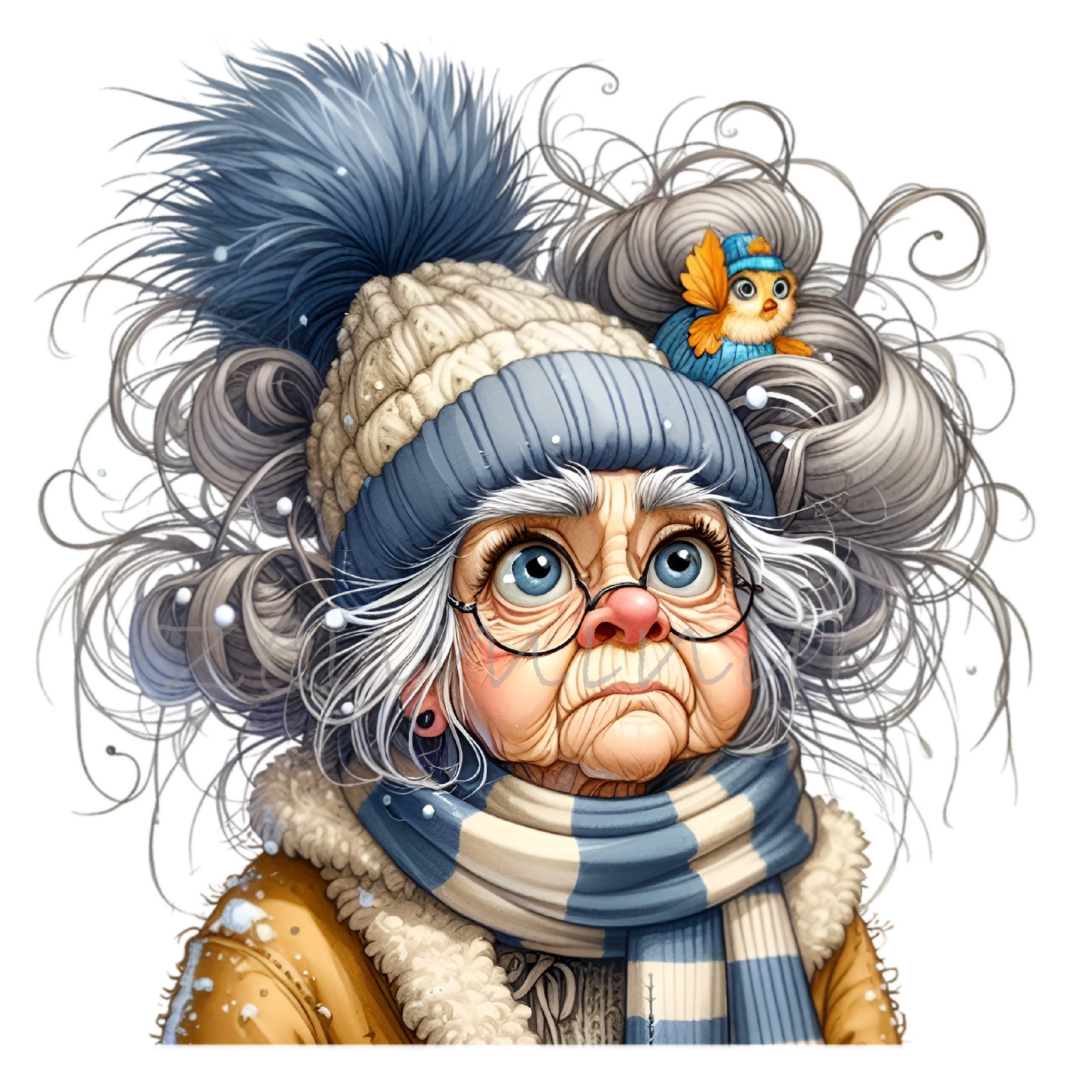 10 PNG Grumpy Winter Lady PNG – Funny Senior Woman With Snowy Hat ...