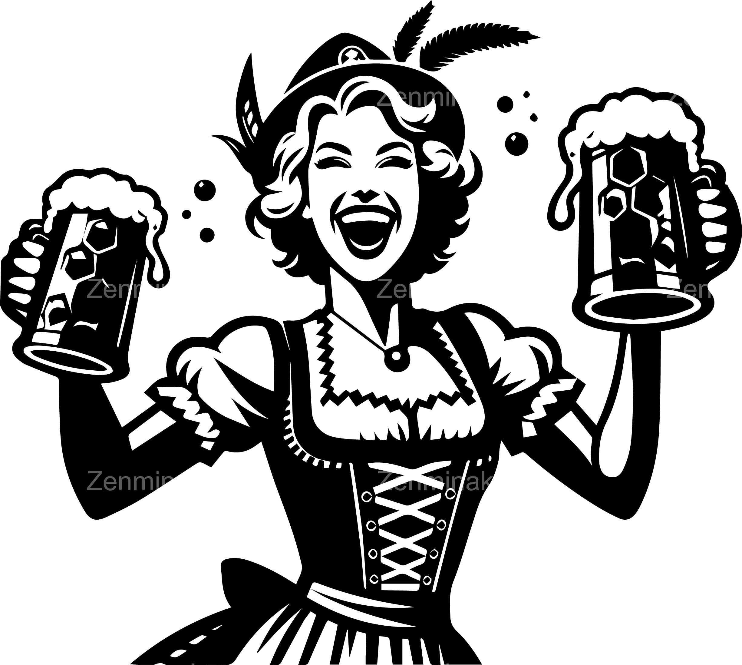 9 SVG Beer Girl SVG – Bavarian Barmaid Cut File – Traditional Dress ...