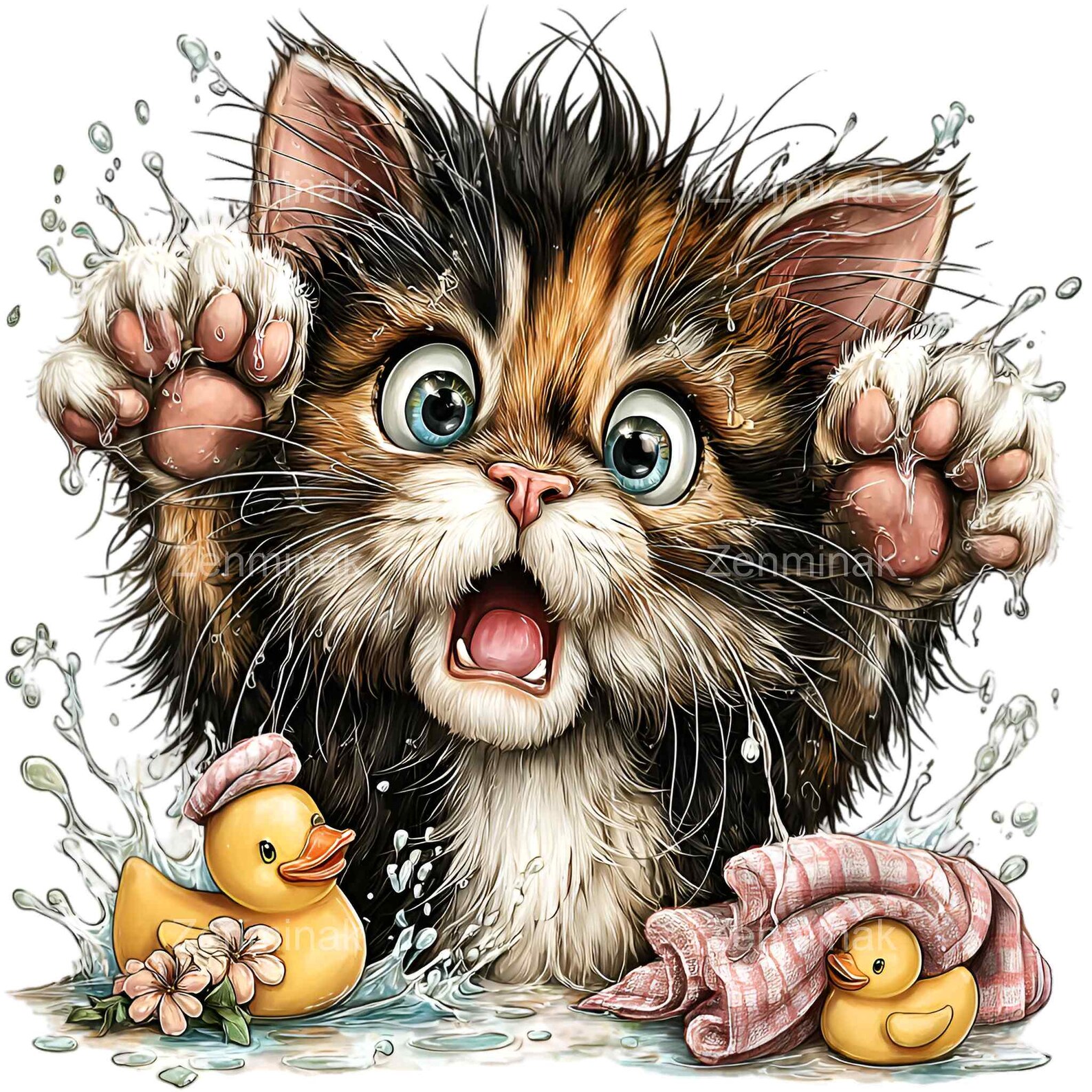 10 PNG Funny Kitten Bath, Messy Hair Cat Clipart - Etsy