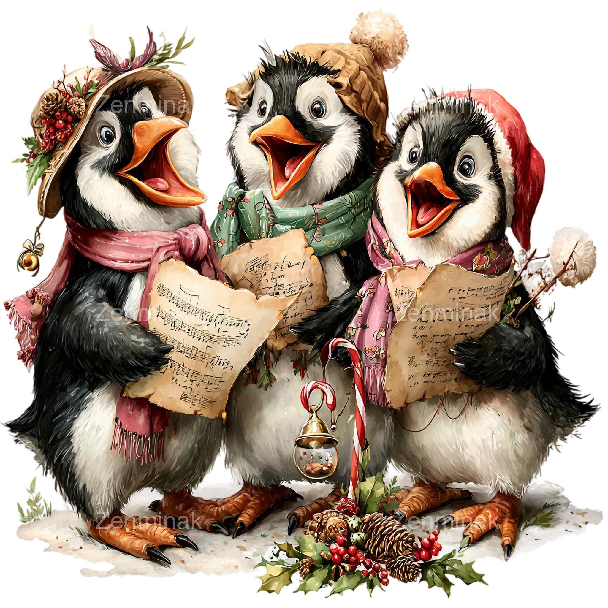 15 PNG Christmas Penguins Clipart – Winter Carolers PNG for ...
