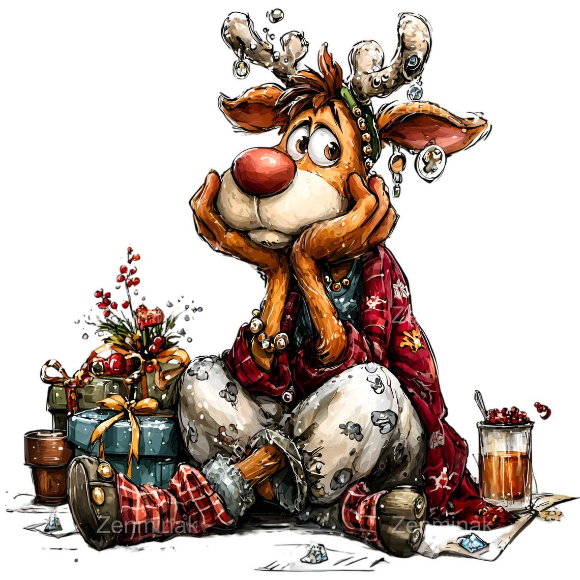 16 PNG Winter Reindeer Clipart – Cute Holiday PNG – Festive Digital Art ...