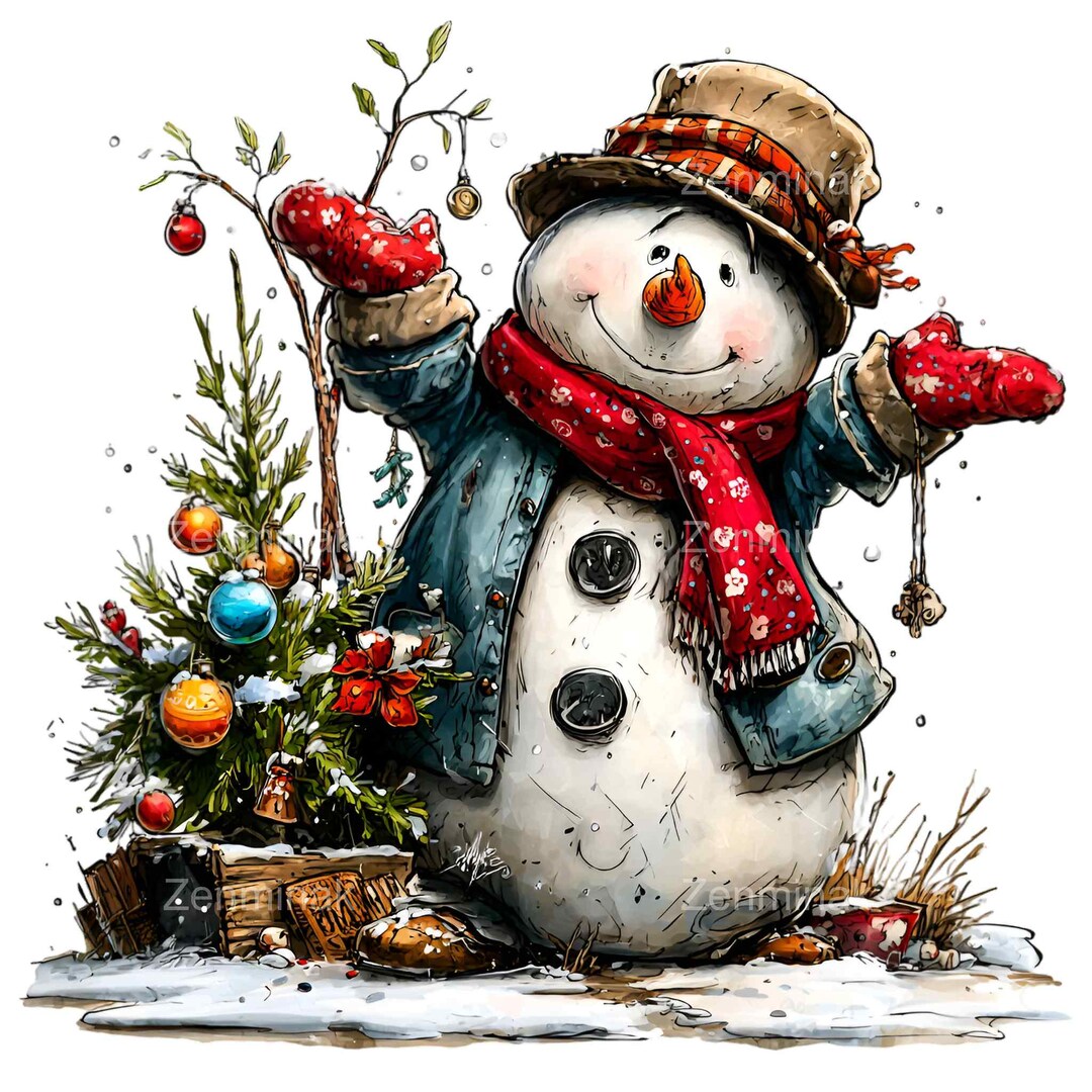 15 PNG Snowman Clipart – Whimsical Winter PNG – Festive Holiday Snow ...