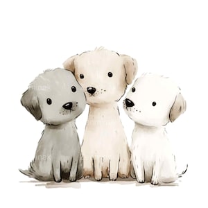 Cute Trio of Puppies PNG Clipart, 20 Adorable Dog Illustration for Kids ...