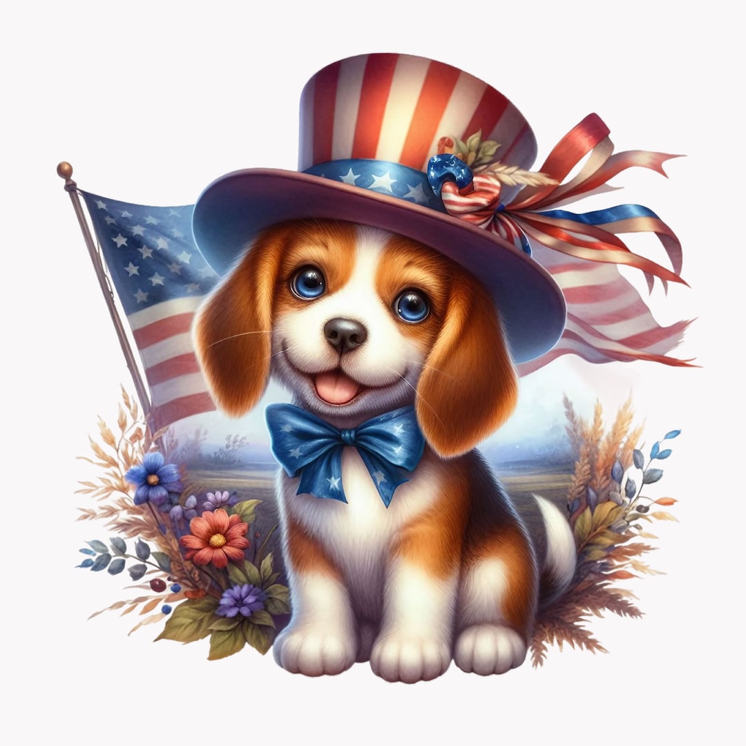 Patriotic Dog Clipart, Beagle Clipart, Independence Day, 4th of July ...