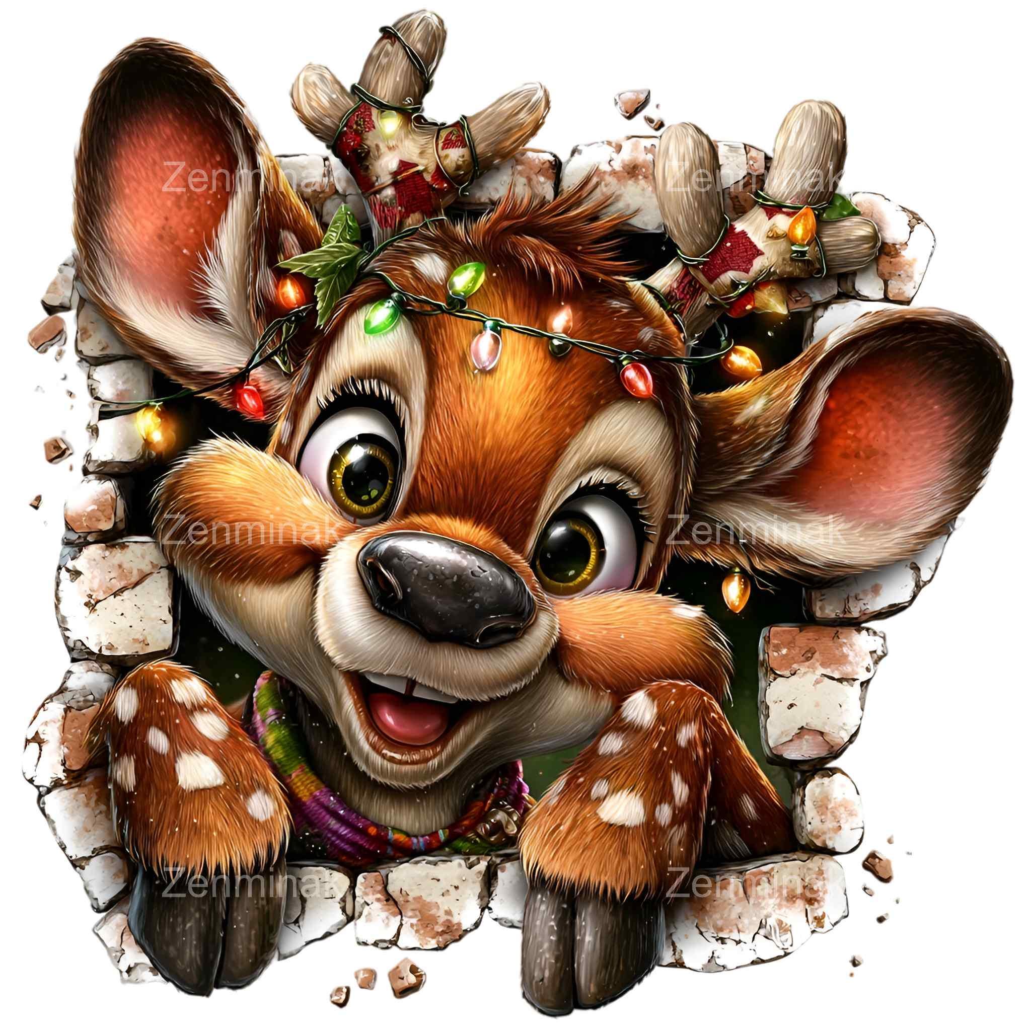15 PNG Christmas Deer Clipart – Cute Baby Reindeer PNG – Holiday Animal ...