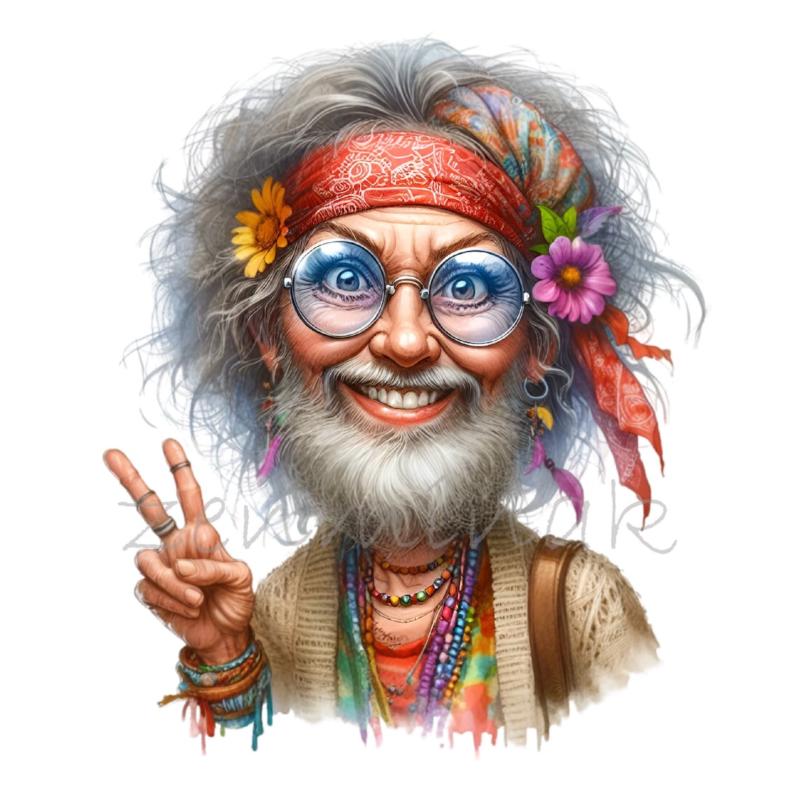 Peaceful Hippie Grandpa With Coffee Clipart - 10 Vibrant and Fun ...