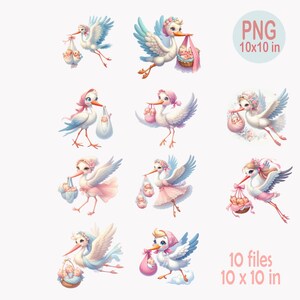 10 PNG Stork Baby Delivery PNG – Cute Twins Clipart, Pastel Nursery Art ...