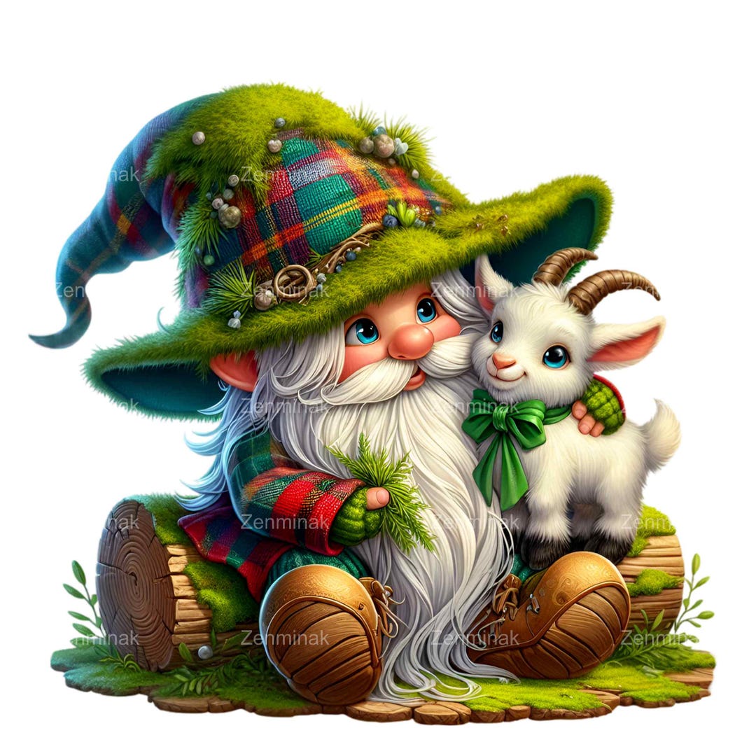 Gnome With Baby Goat PNG, 15 Woodland Gnome Illustration, Cute Farm ...