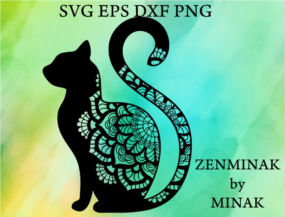 Cat Mandala SVG DXF PNG Zentangle Animal Cricut Cut Files - Etsy
