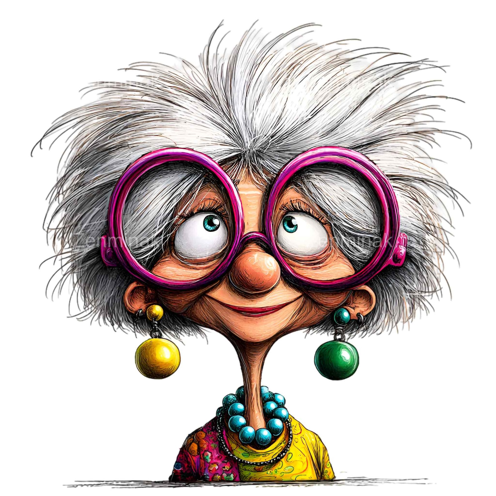 16 PNG Funny Grandma Clipart – Eccentric Senior Lady With Big Glasses ...