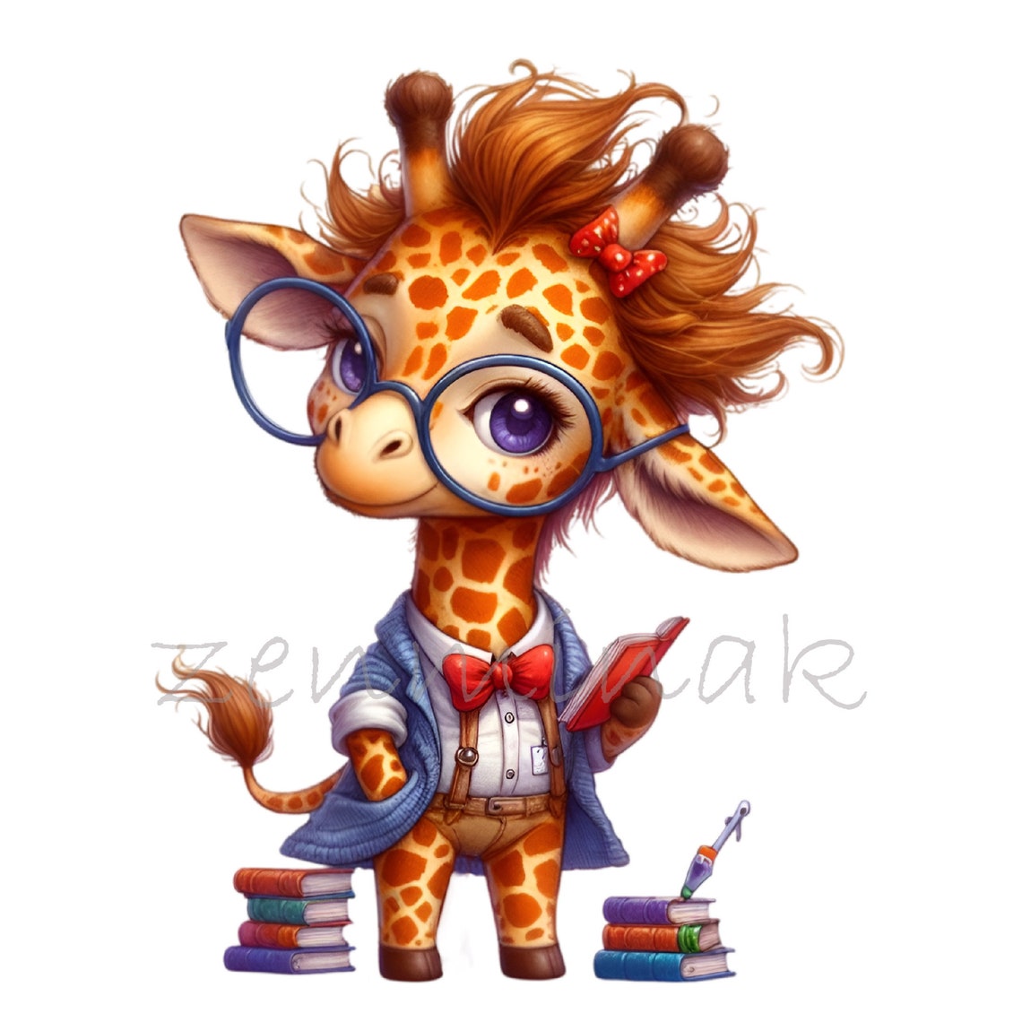 15 PNG Giraffe Teacher Clipart, Back to School Animal Education - Etsy