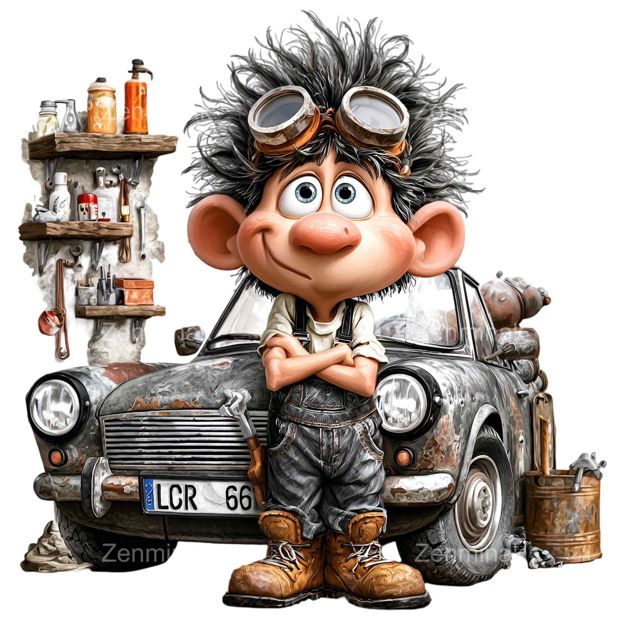 16 PNG Red-haired Mechanic Boy – Funny Cartoon Car Repair Clipart for ...