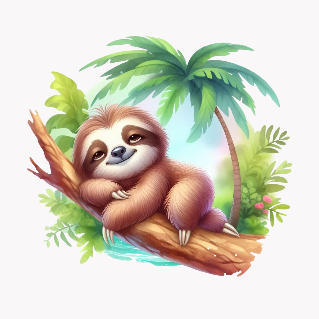 Sloth Clipart, Baby Sloth PNG, 10 PNG, Sloth Clip Art, Nursery Decor ...