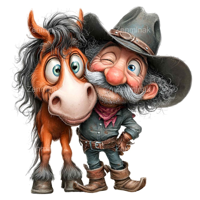 15 PNG Desert Cowboy Clipart – Funny Old West PNG – Grinning Cowboy ...
