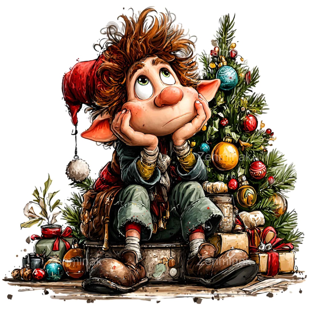 15 PNG Whimsical Elf Clipart – Christmas Elf PNG With Gifts and Tree ...
