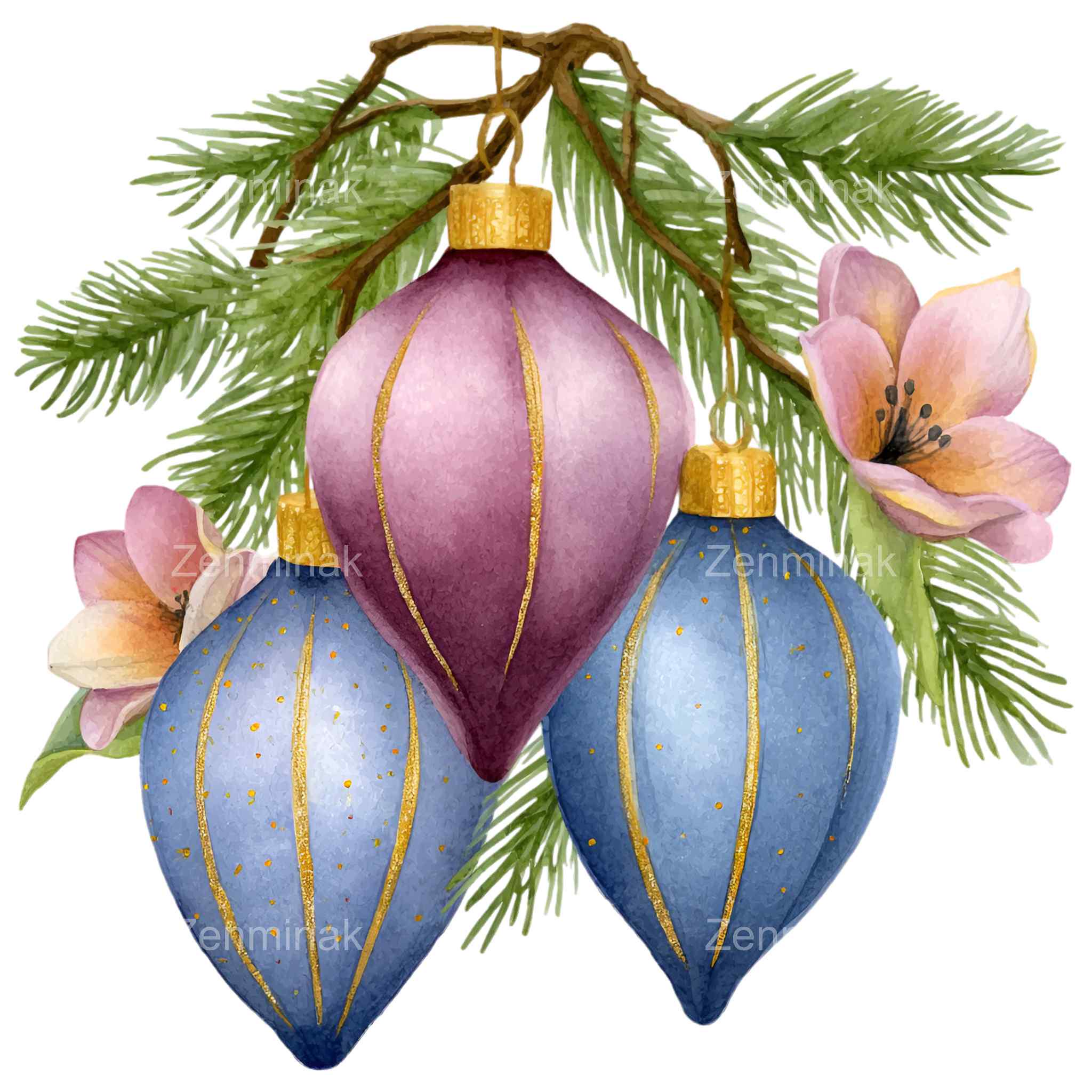 16 PNG Watercolor Christmas Ornament Clipart – Festive Bauble PNG With ...