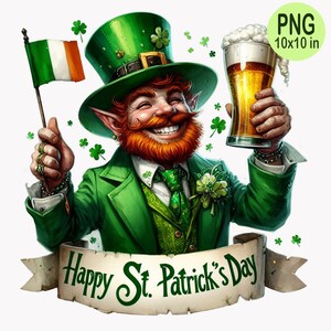 Leprechaun Clipart, St. Patricks Day Clipart Illustration, Clover ...