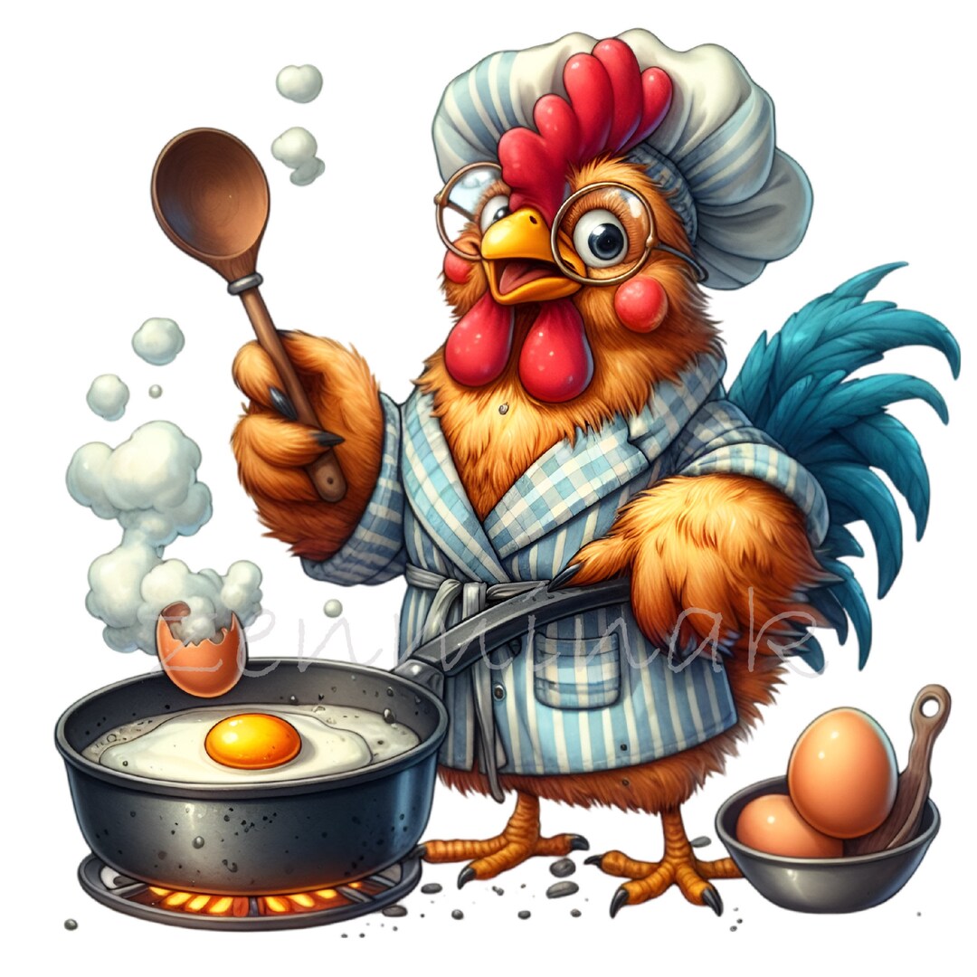 15 PNG Rooster Chef Cooking Breakfast, Kitchen Sublimation, Farmhouse ...