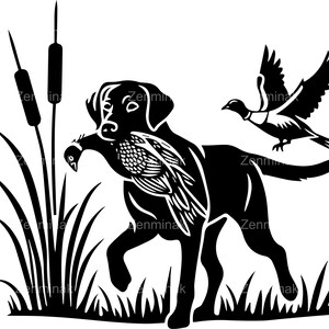 5 Hunter and Dog With Flying Pheasant SVG, Bird Hunting Scene ...