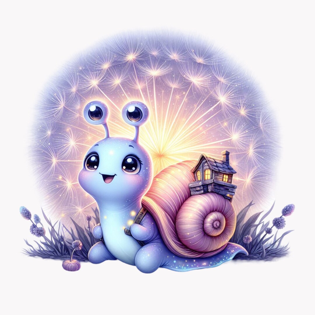 10 Magical Snail PNG Clipart With House Shell and Dandelion Glow ...