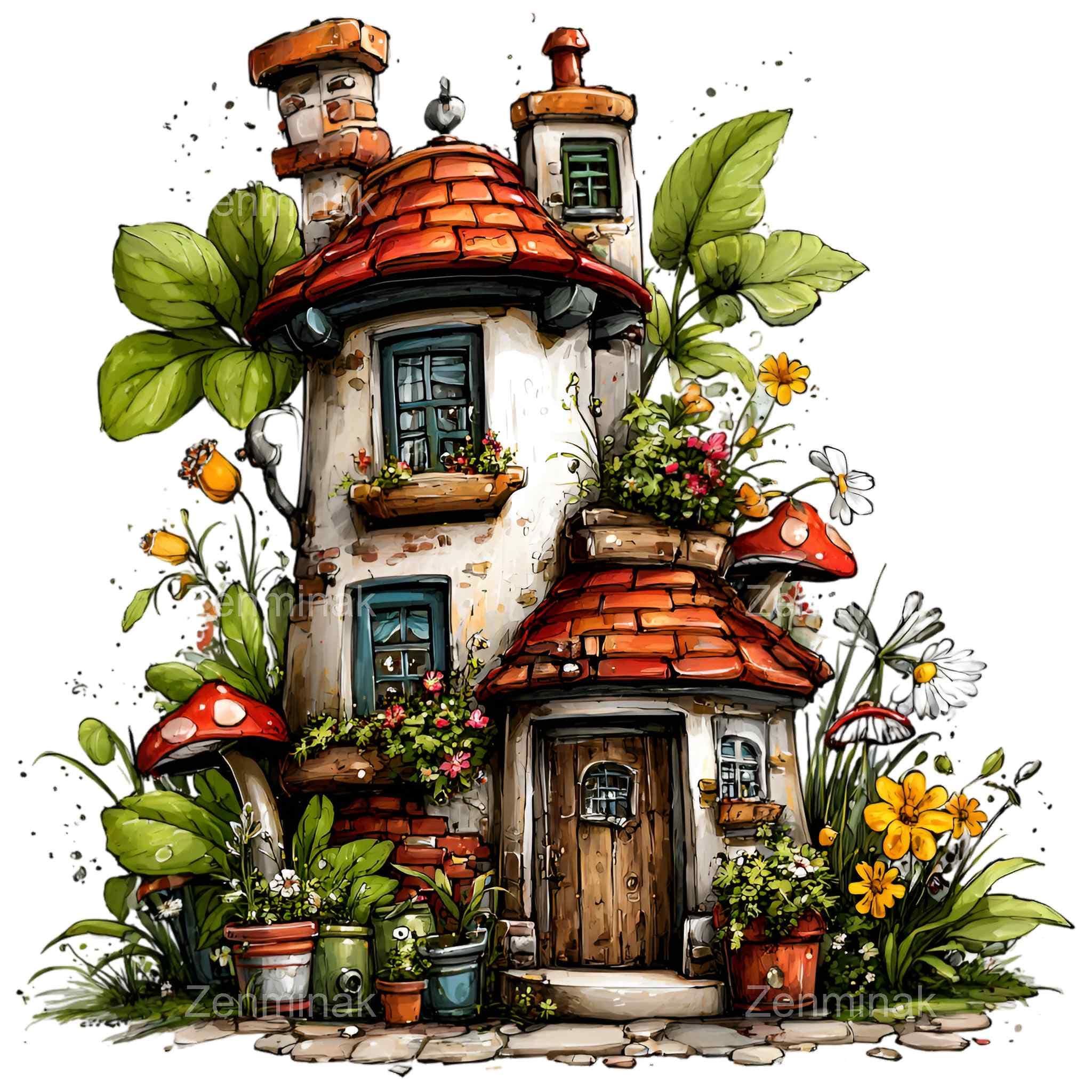 15 PNG Fantasy House Clipart – Whimsical Cottage PNG – Fairy Tale Home ...