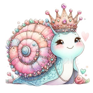 Royal Snail With Crown Clipart 12 Cute and Whimsical PNG for Digital ...