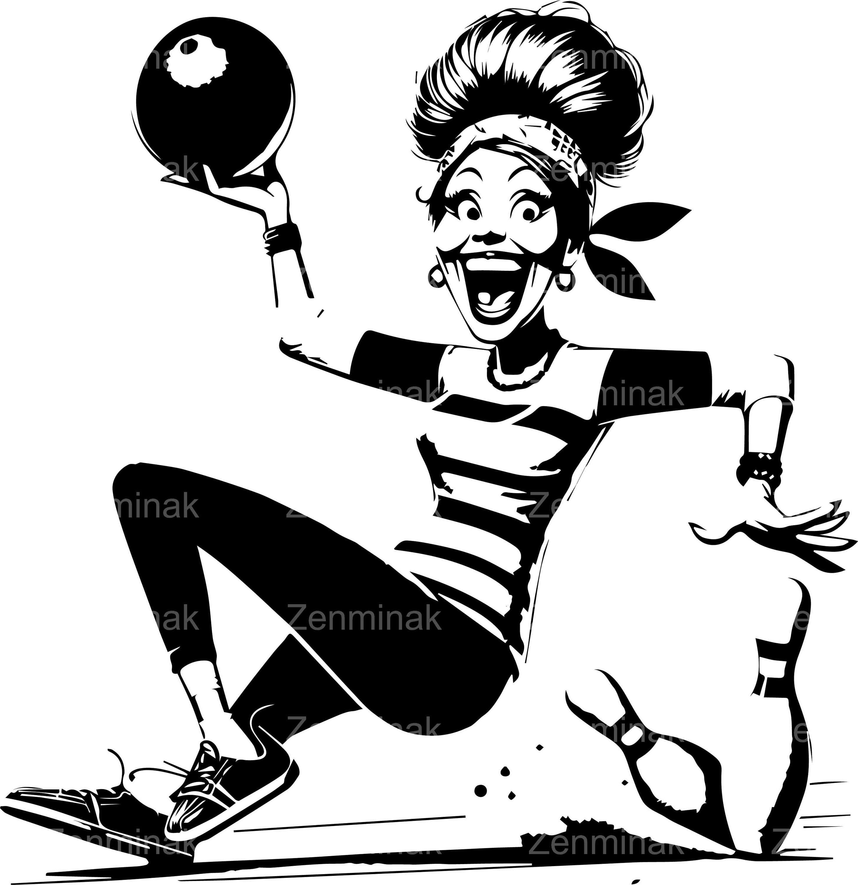 8 SVG Funny Retro Bowling Lady SVG Cut File, Cool Grandma Cartoon ...
