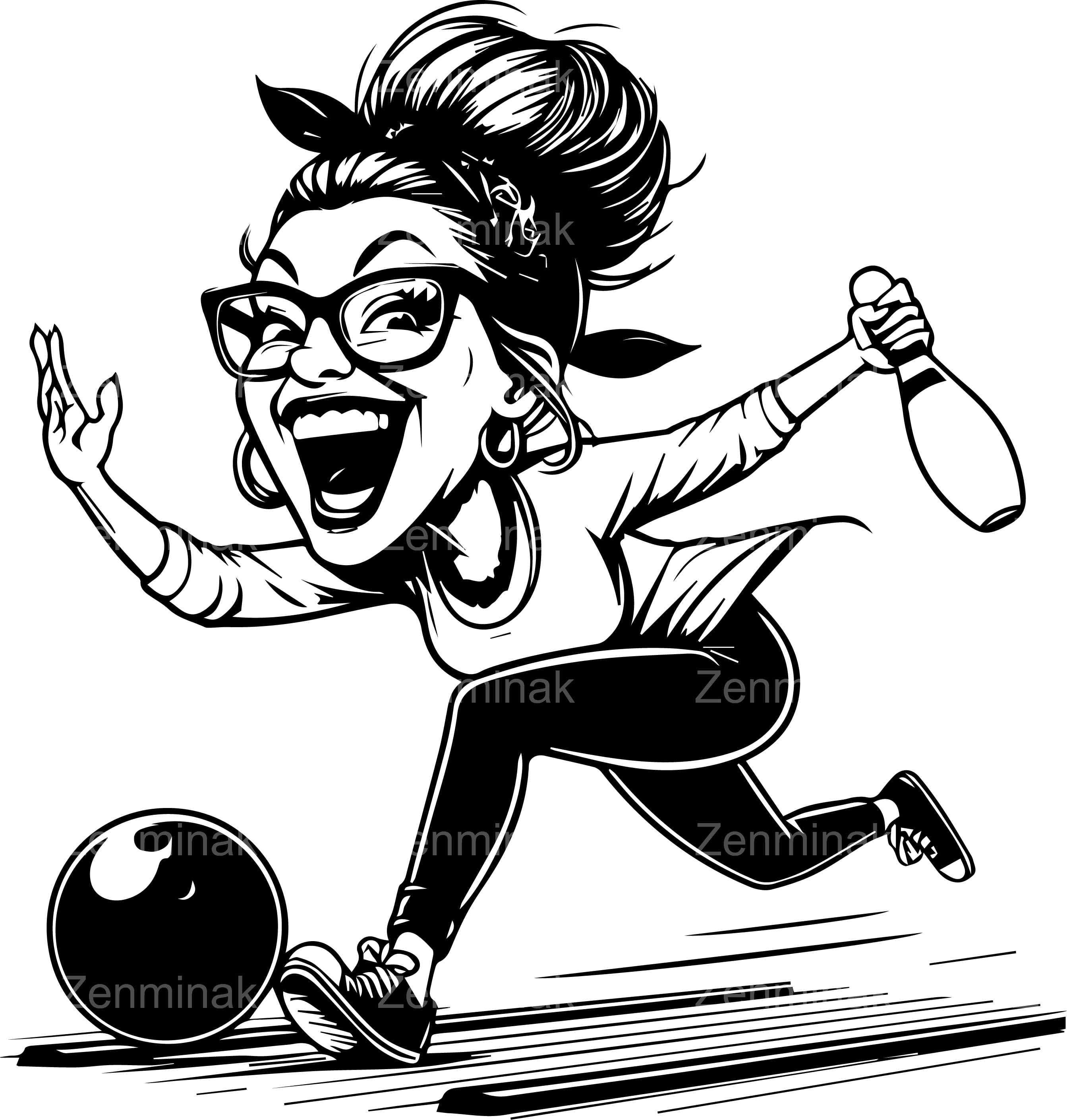 8 SVG Funny Retro Bowling Lady SVG Cut File, Cool Grandma Cartoon ...