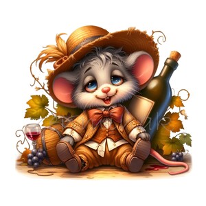 15 Drunk Mouse Cartoon PNG Clipart - Cute Vineyard Mouse With Wine ...