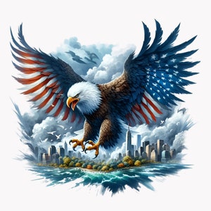 Patriotic Eagle Clipart, American Flag PNG, Freedom, Veterans Day ...