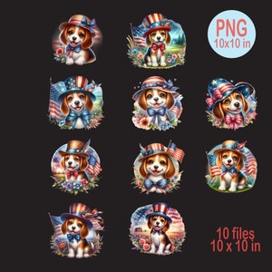 Patriotic Dog Clipart, Beagle Clipart, Independence Day, 4th of July ...