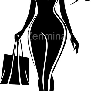 8 SVG Shopping Lady SVG – Woman in Hat With Bags Silhouette Cut File ...