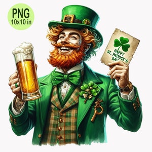 Leprechaun Clipart, St. Patricks Day Clipart Illustration, Clover ...