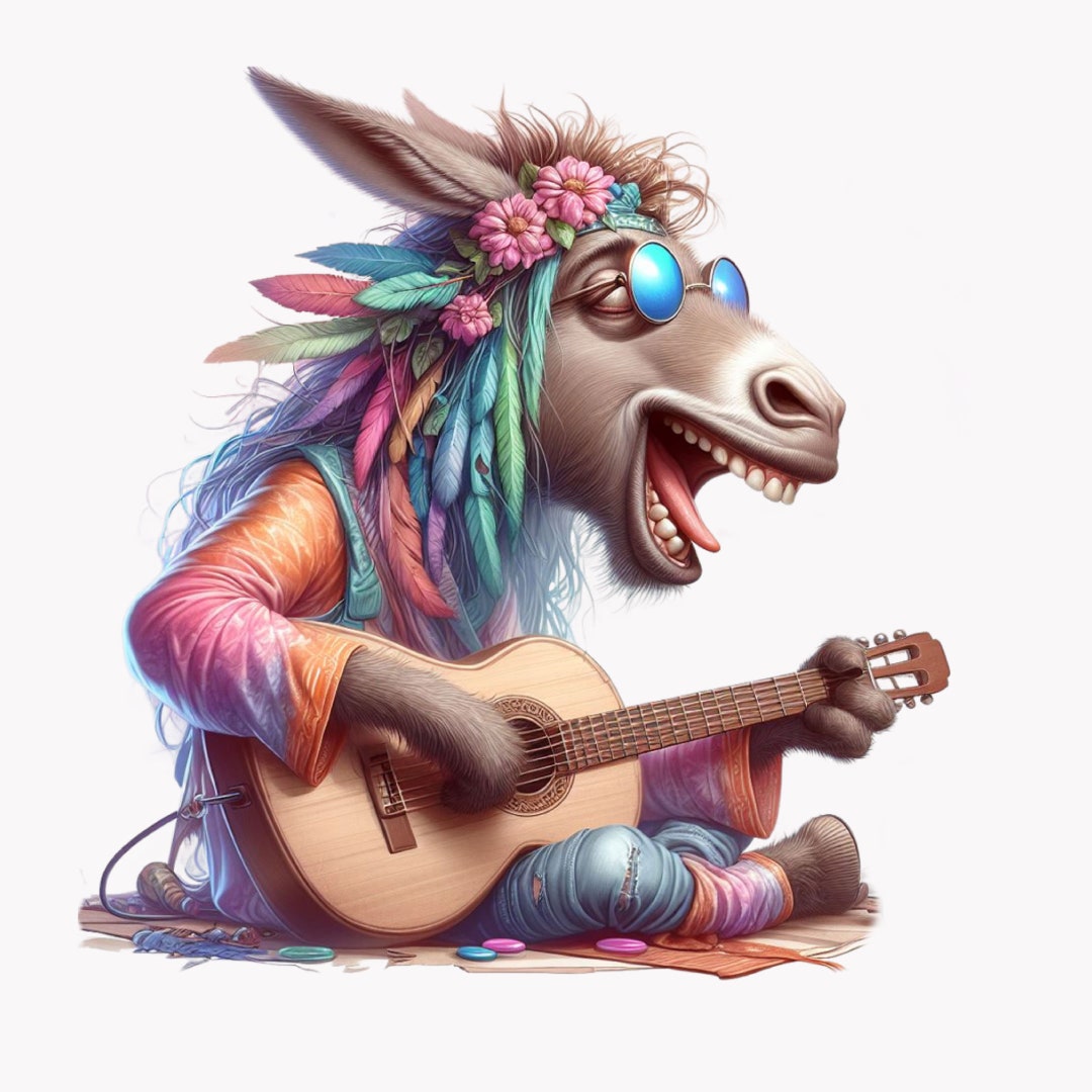 Donkey Clipart, Donkey PNG, Guitar Clipart, Singing Donkey PNG ...