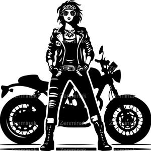4 SVG Lady Biker SVG Cut File for Cricut - Motorcycle Enthusiast Vector ...