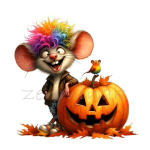 15 Halloween Mouse Clipart PNG, Cute Dressed-up Mouse With Rainbow Hair ...