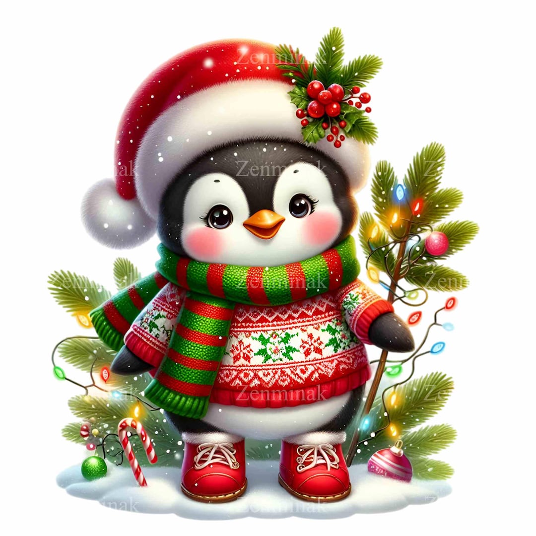 Christmas Penguin in Festive Sweater PNG 19 Cute Holiday Clipart for ...