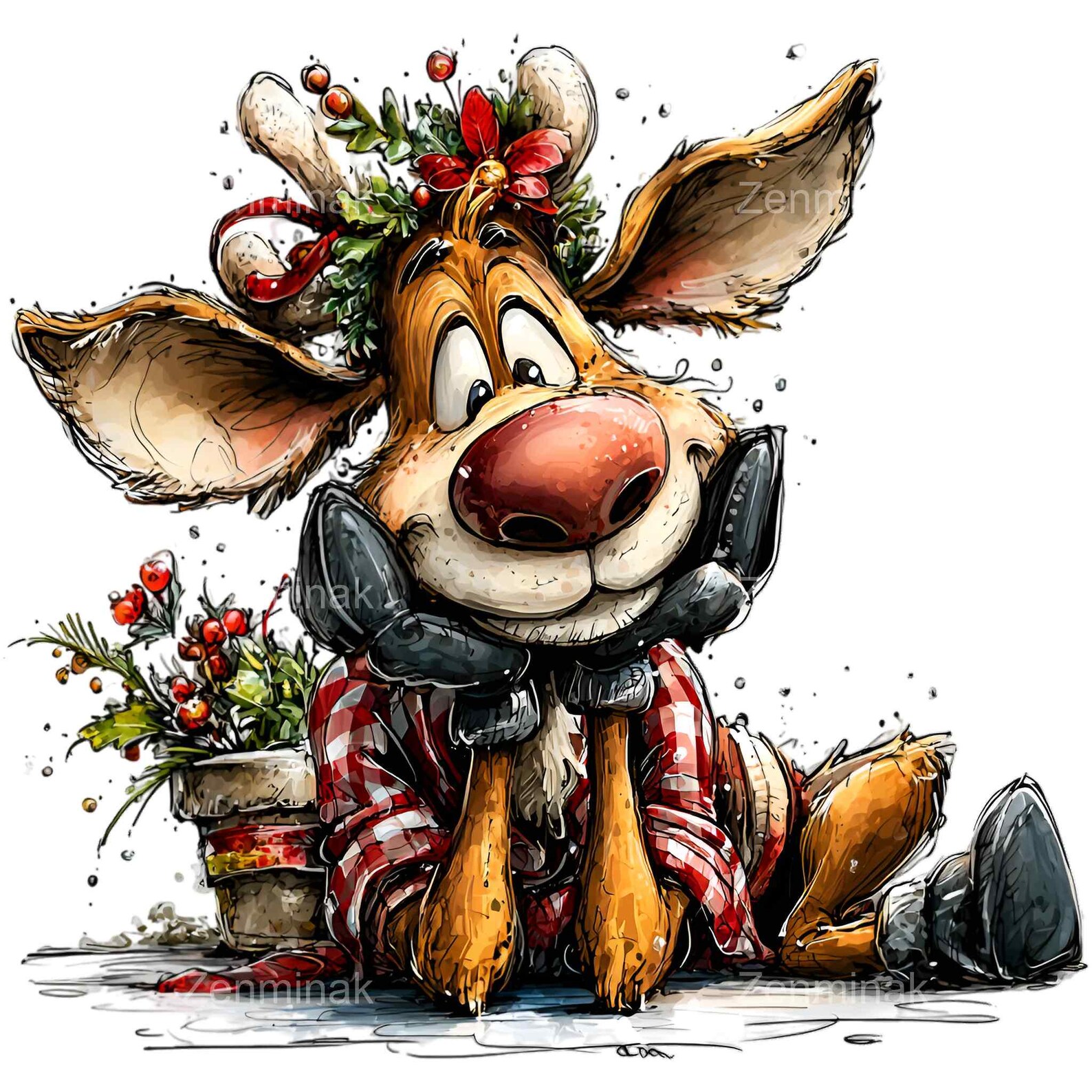 16 PNG Winter Reindeer Clipart – Cute Holiday PNG – Festive Digital Art ...