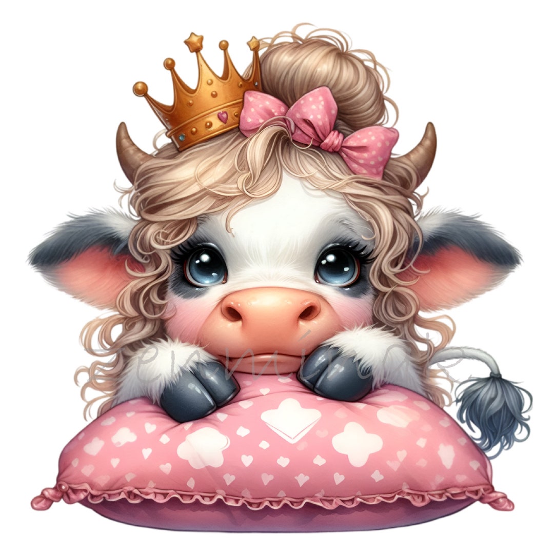 14 PNG Princess Cow Clipart – Cute Calf PNG – Baby Farm Animal With ...